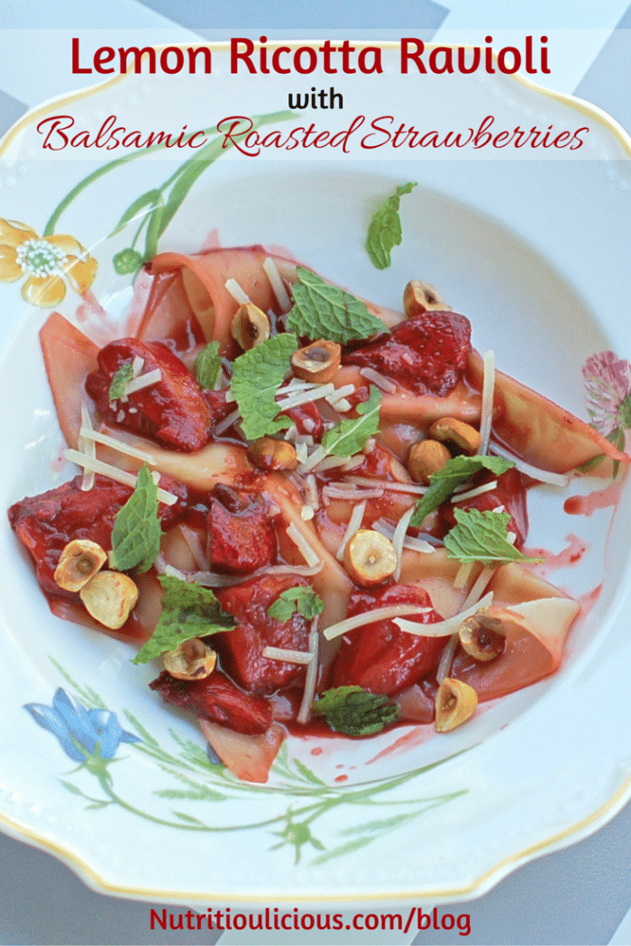 Lemon Ricotta Ravioli with Balsamic Roasted Strawberries