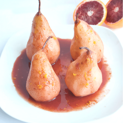 Blood Orange Poached Pears {Vegan, Gluten-Free}